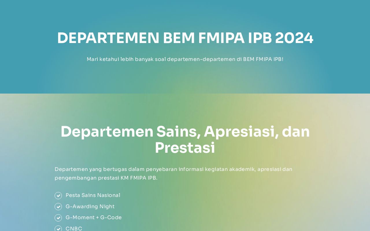 Biro dan Departemen BEM FMIPA IPB 2024